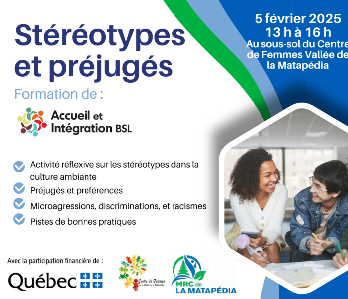 Formation "Stéréotypes et préjugés" | La Matapédia