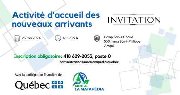 Activité d'accueil des nouveaux arrivants | La Matapédia